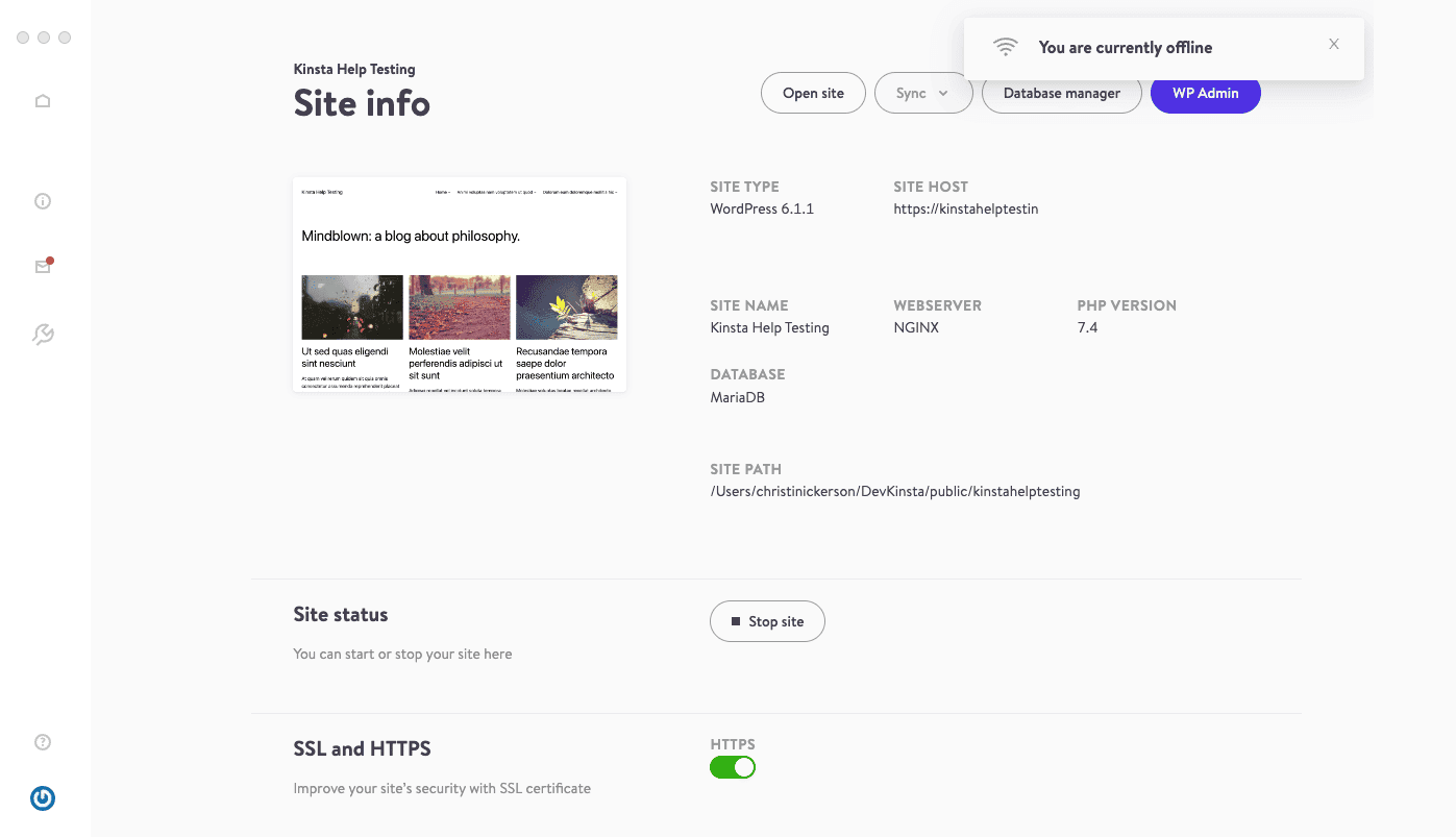 Modo Offline - Kinsta®