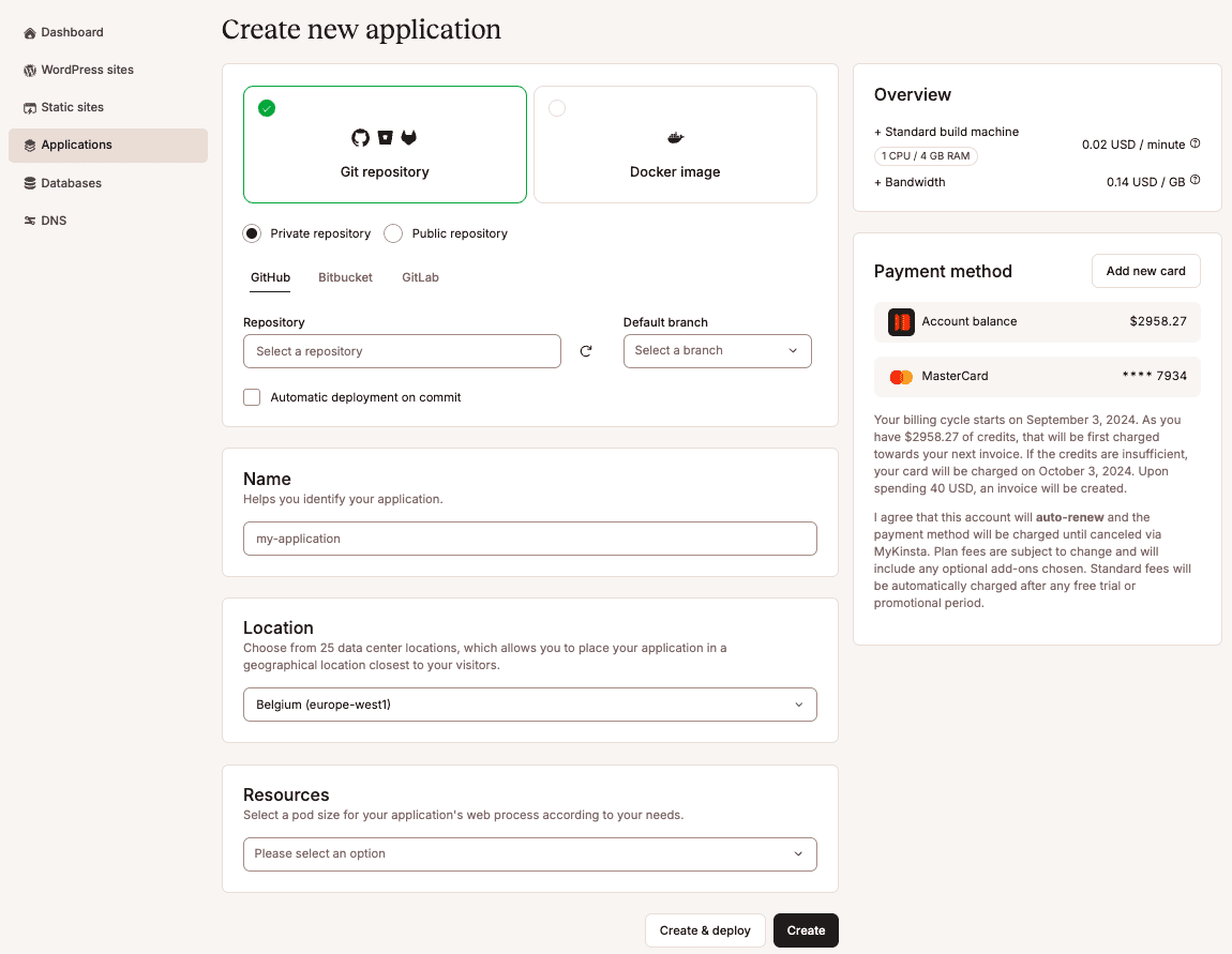 Get Started - Add Application - Kinsta® Docs