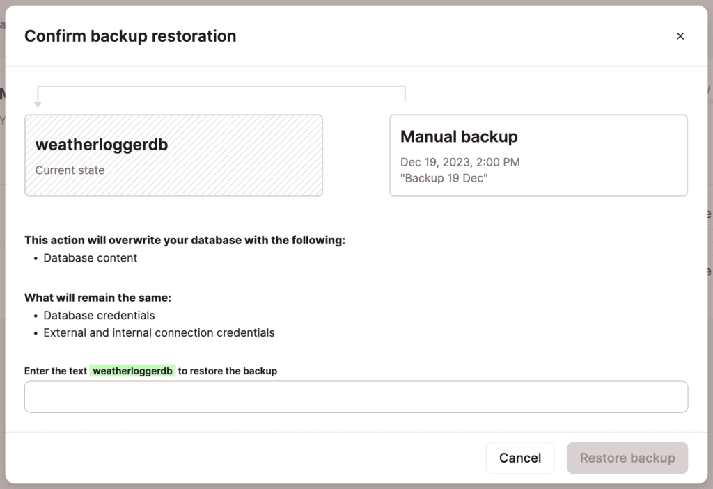 Database Hosting - Backups - Kinsta® Docs