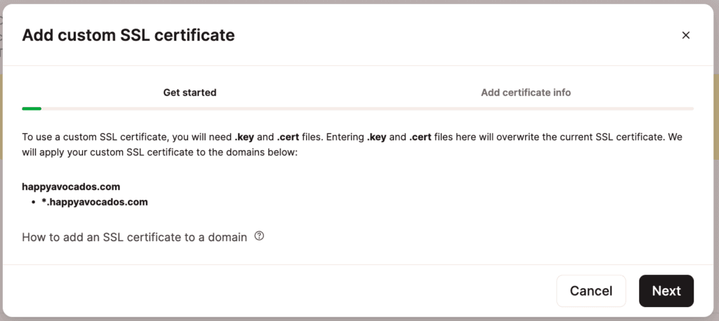 Dominios y DNS - Certificados SSL - Kinsta® Docs