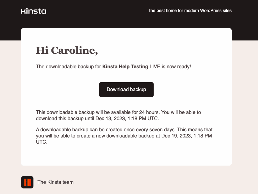 WordPress Hosting - Backups - Kinsta® Docs