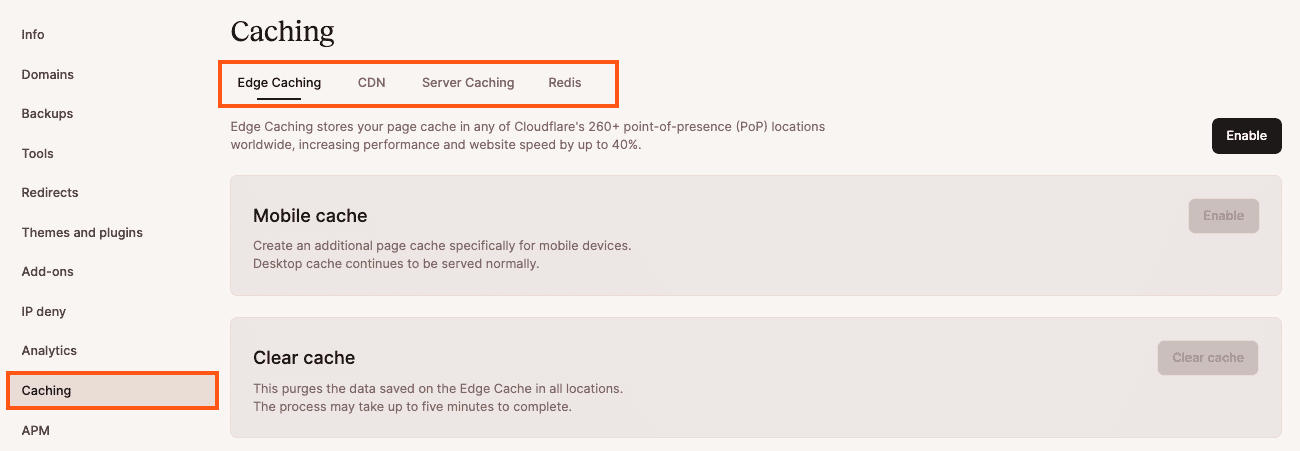 WordPress Hosting - Caching - Kinsta® Docs