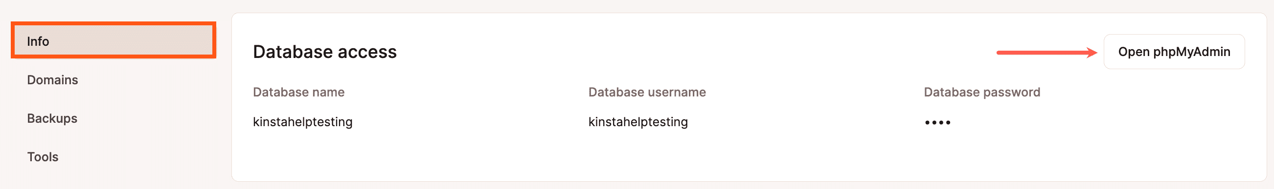 Database Management - Database Access - Kinsta® Docs
