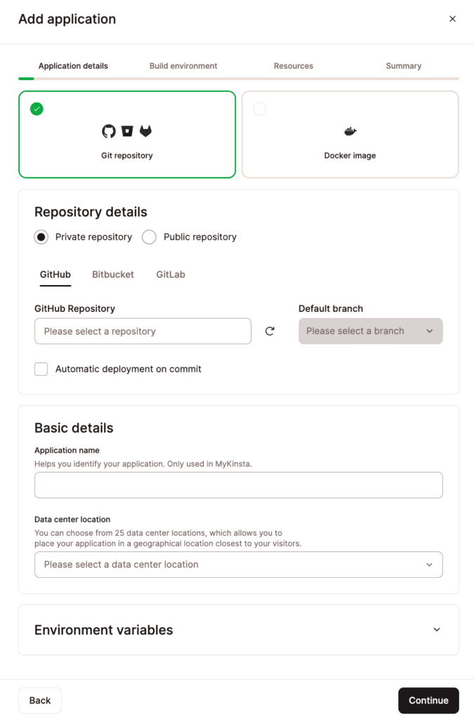 Get Started - Add Application - Kinsta® Docs