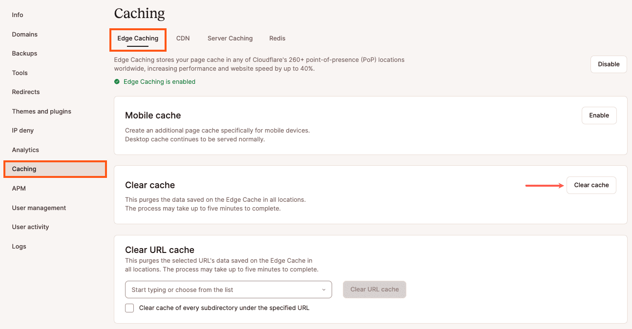 Caching - Edge Caching - Kinsta® Docs