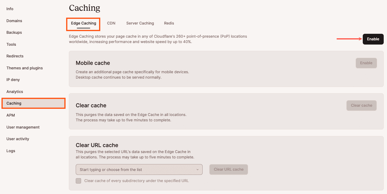 Caching - Edge Caching - Kinsta® Docs