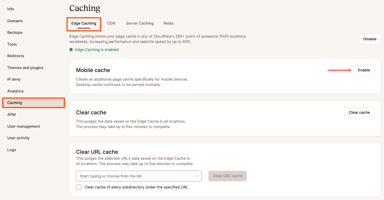 Caching - Edge Caching - Kinsta® Docs