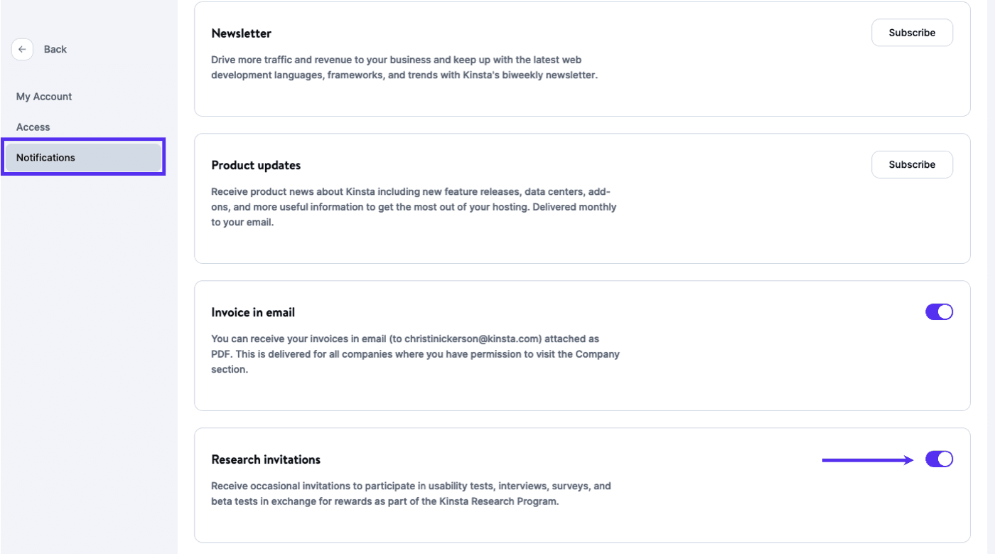 Service Information - Research Program - Kinsta® Docs