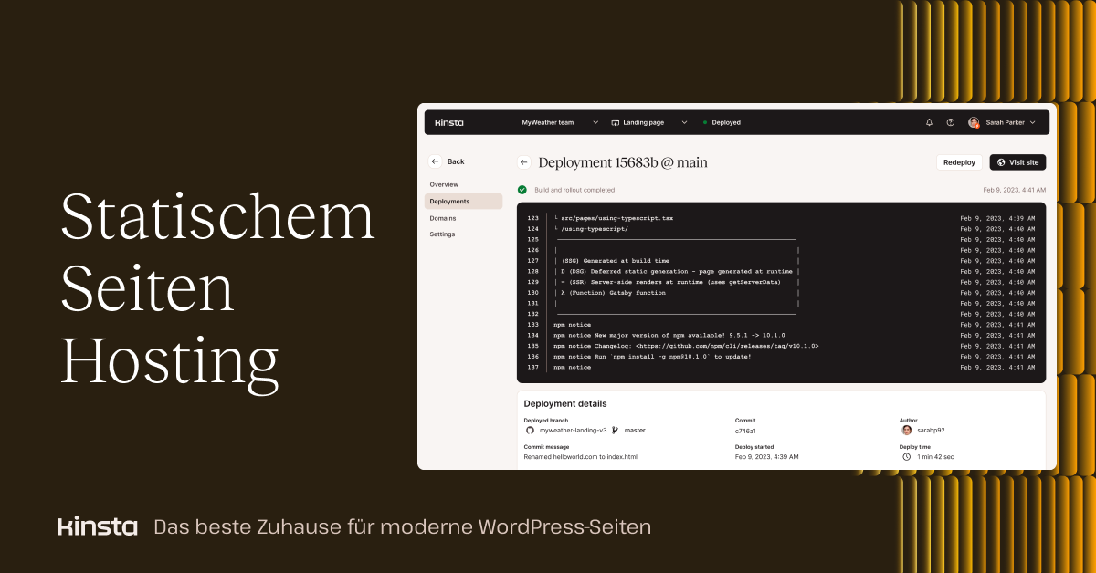 Kostenloses statisches Seiten-Hosting - Kinsta®