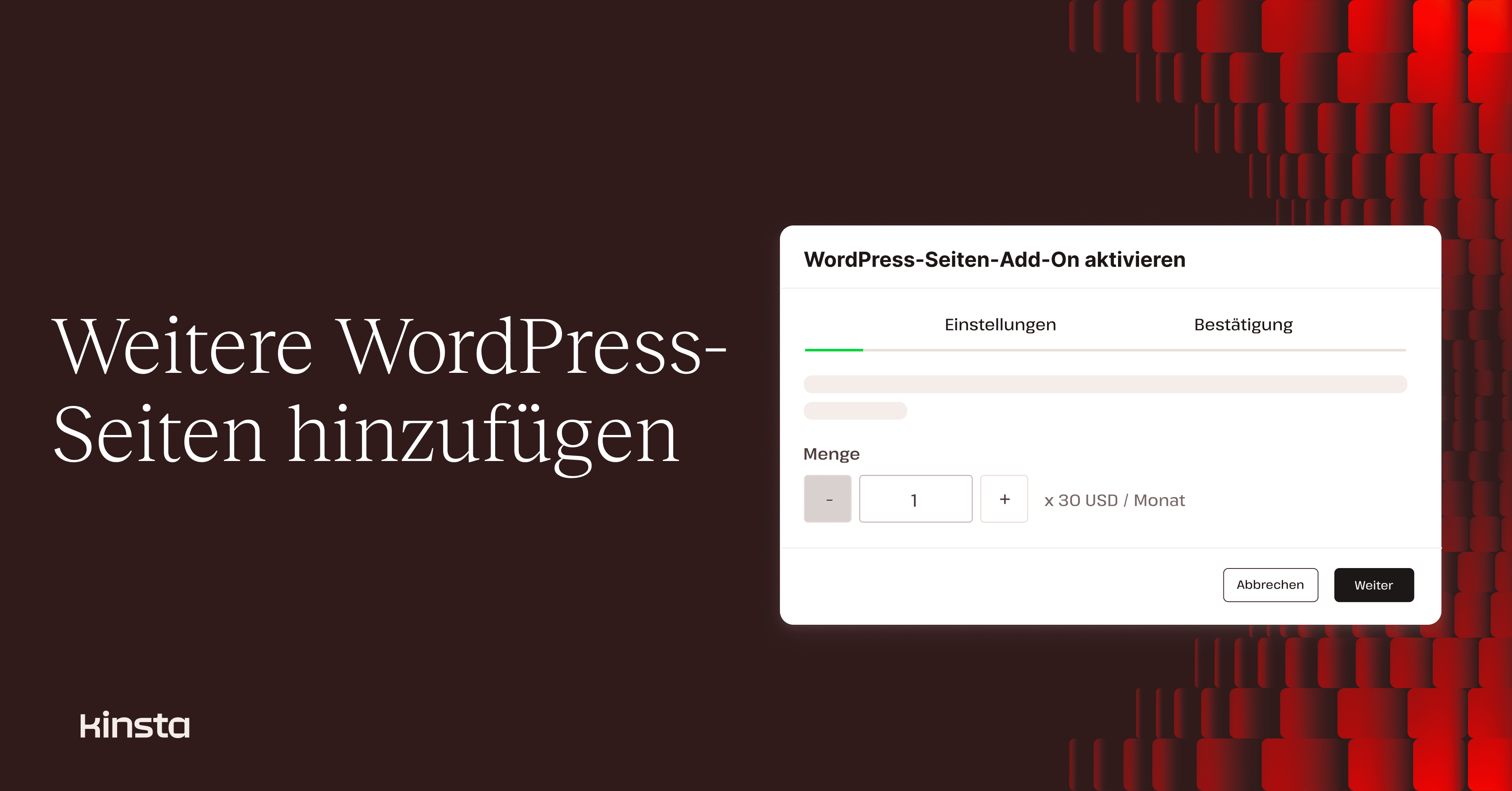 Füge mehr WordPress-Seiten zu deinem bestehenden Hosting-Plan bei Kinsta hinzu
