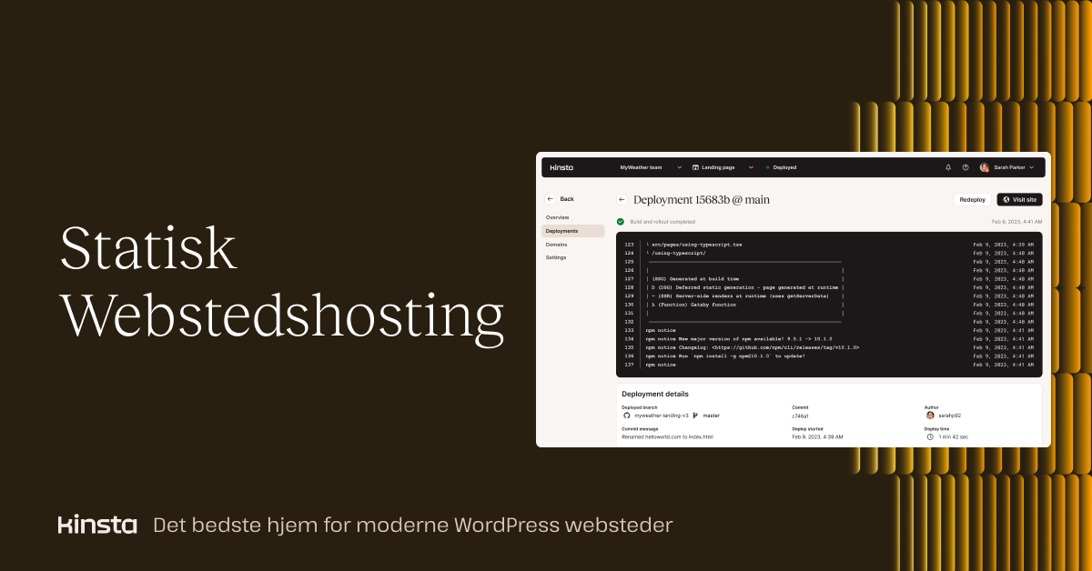 Gratis Statisk Webstedshosting - Kinsta®