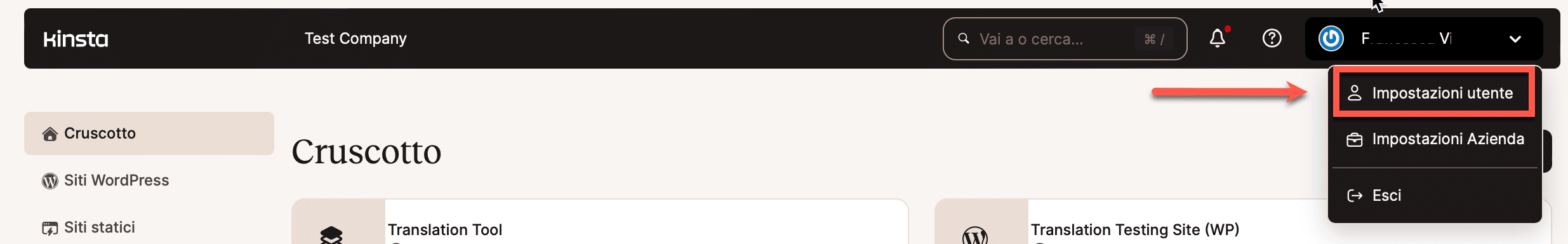 Impostazioni azienda - Nuova azienda - Kinsta® Docs