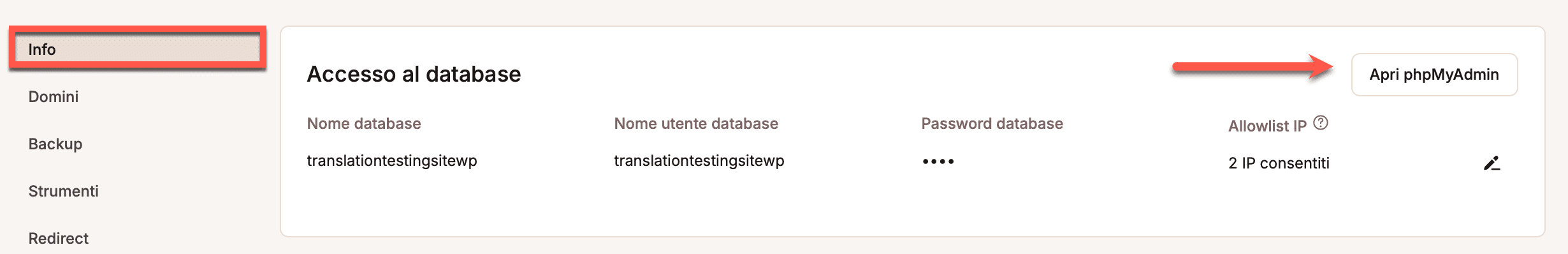 Gestione del database - Accesso al database - Kinsta® Docs