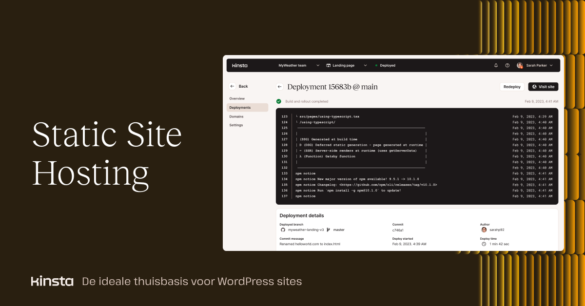 Gratis Statische Site Hosting - Kinsta®