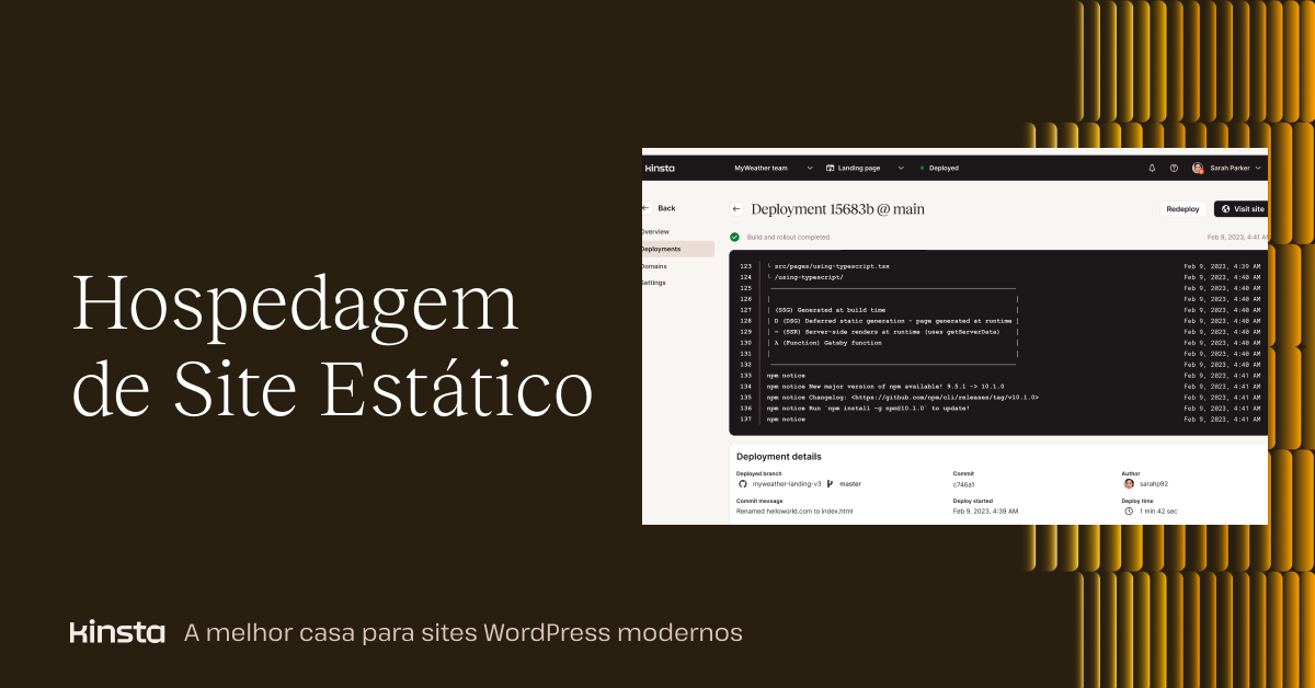 Hospedagem Gratuita de Site Estático - Kinsta®