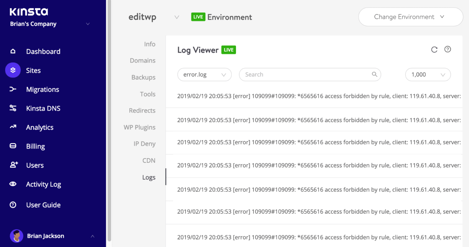 Error Logs Now Visible On My Kinsta - Kinsta®