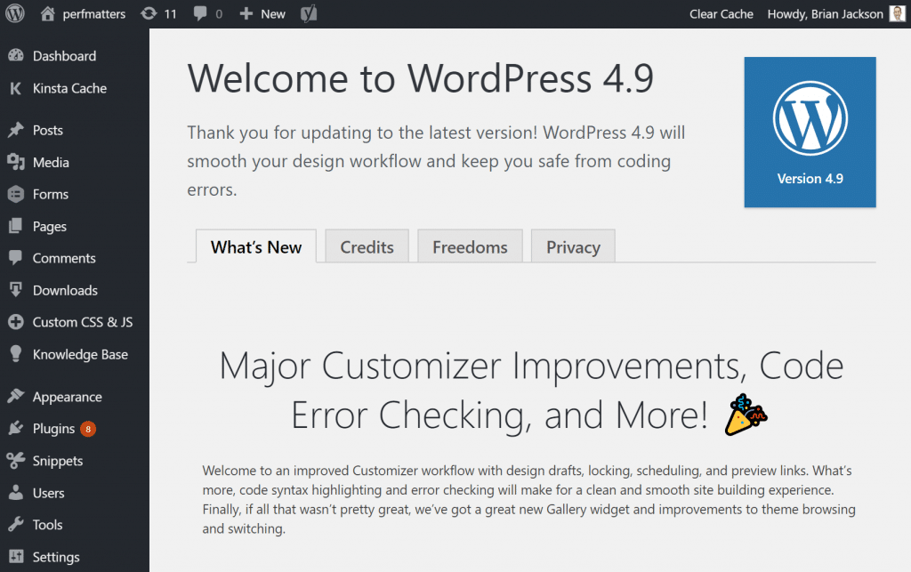 What's New in WordPress 4.9 - Code Editing, Widgets, and the Customizer