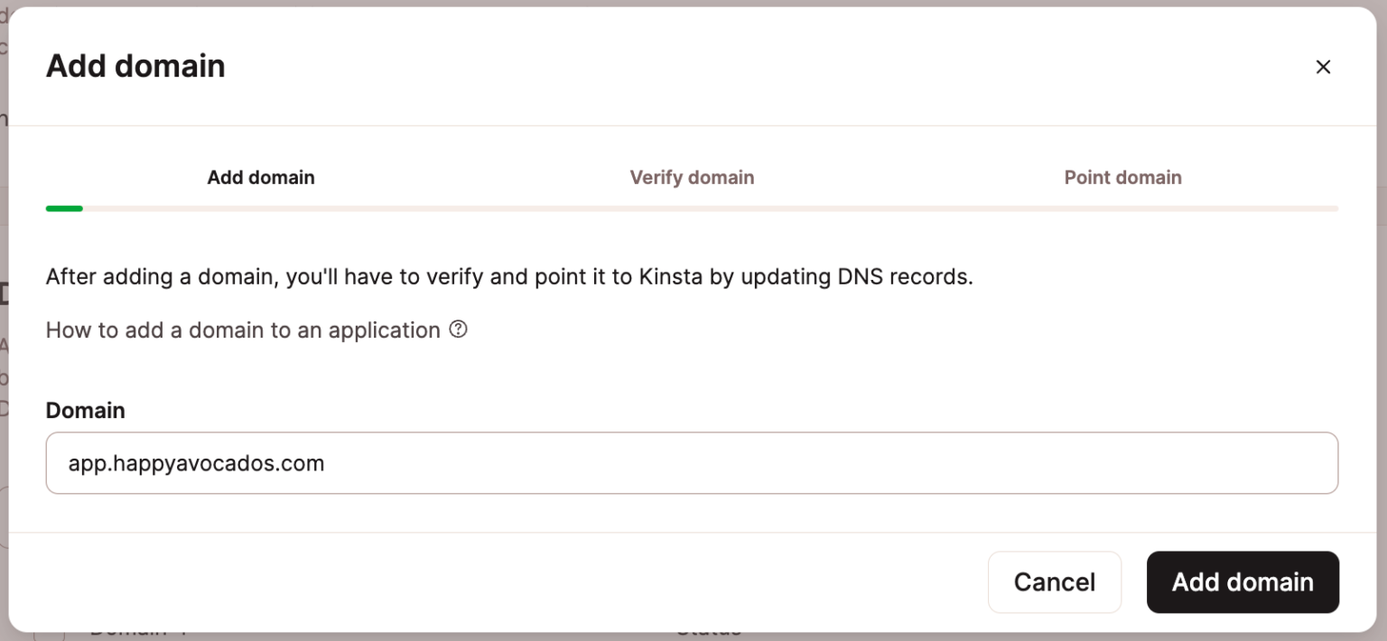 Application Hosting - Domains - Kinsta® Docs
