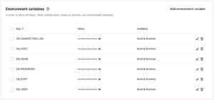 Application Hosting - Environment Variables - Kinsta® Docs