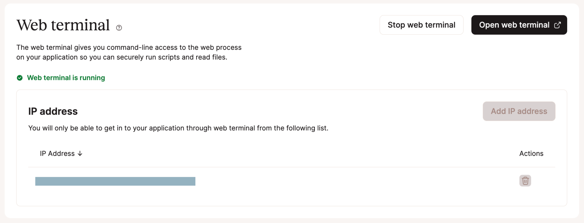 Application Hosting - Web Terminal - Kinsta® Docs