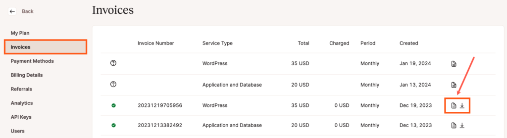 Billing - Invoices - Kinsta® Docs