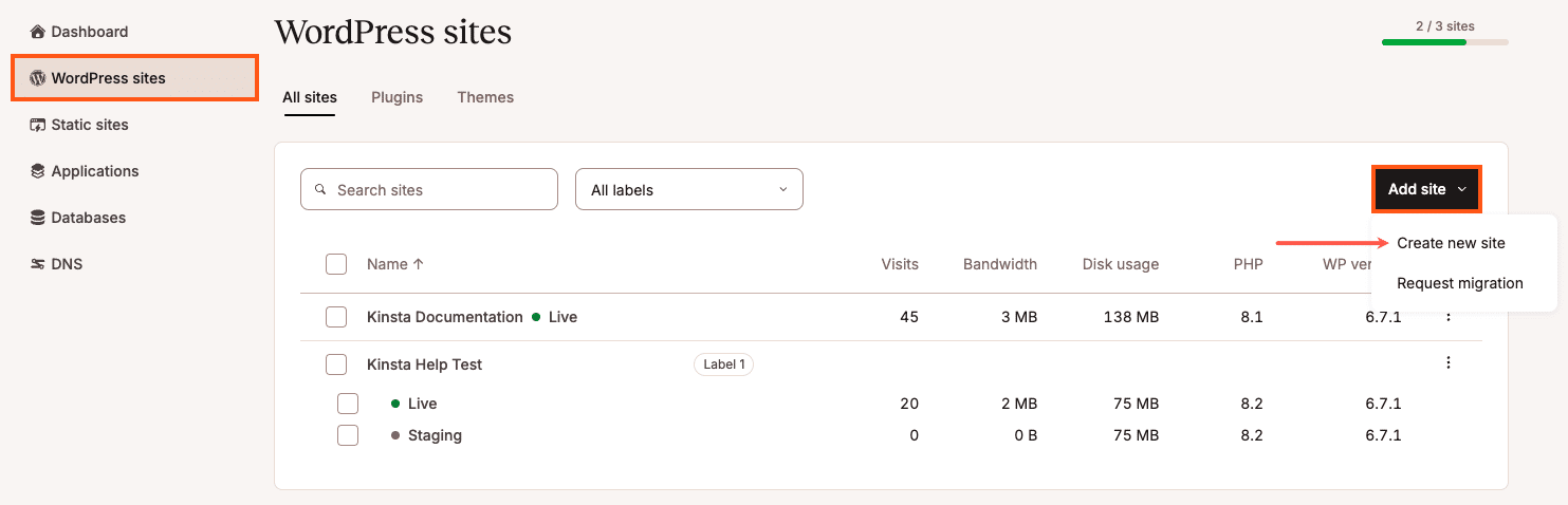 Get Started Add Site Kinsta® Docs