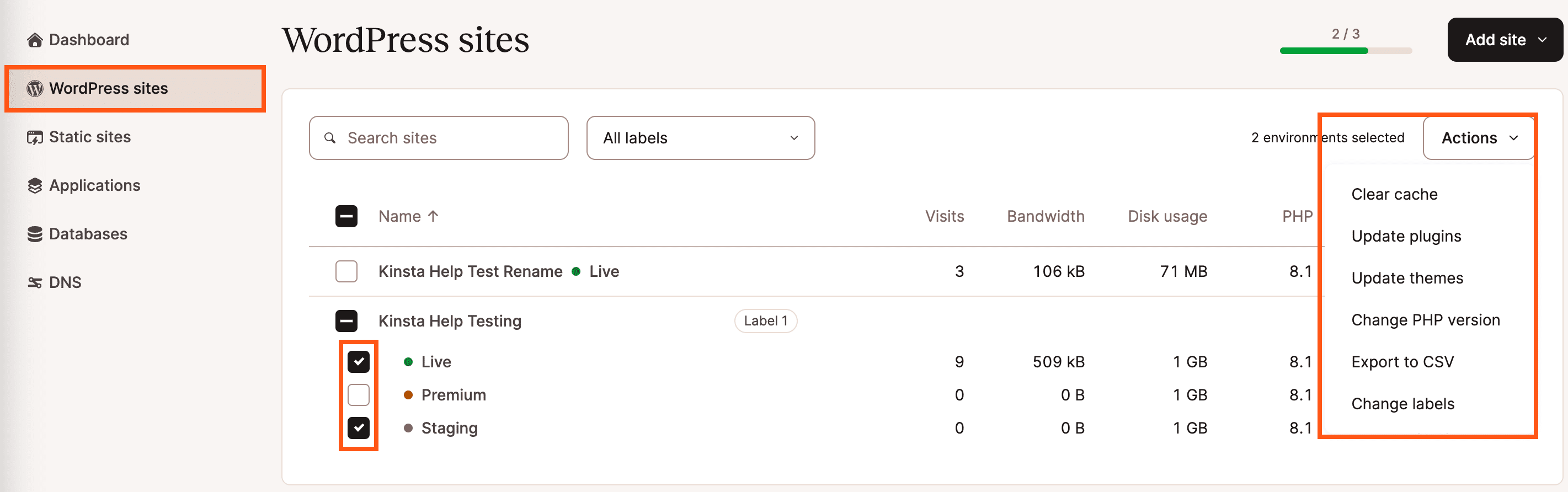 WordPress Hosting - Site Management - Kinsta® Docs