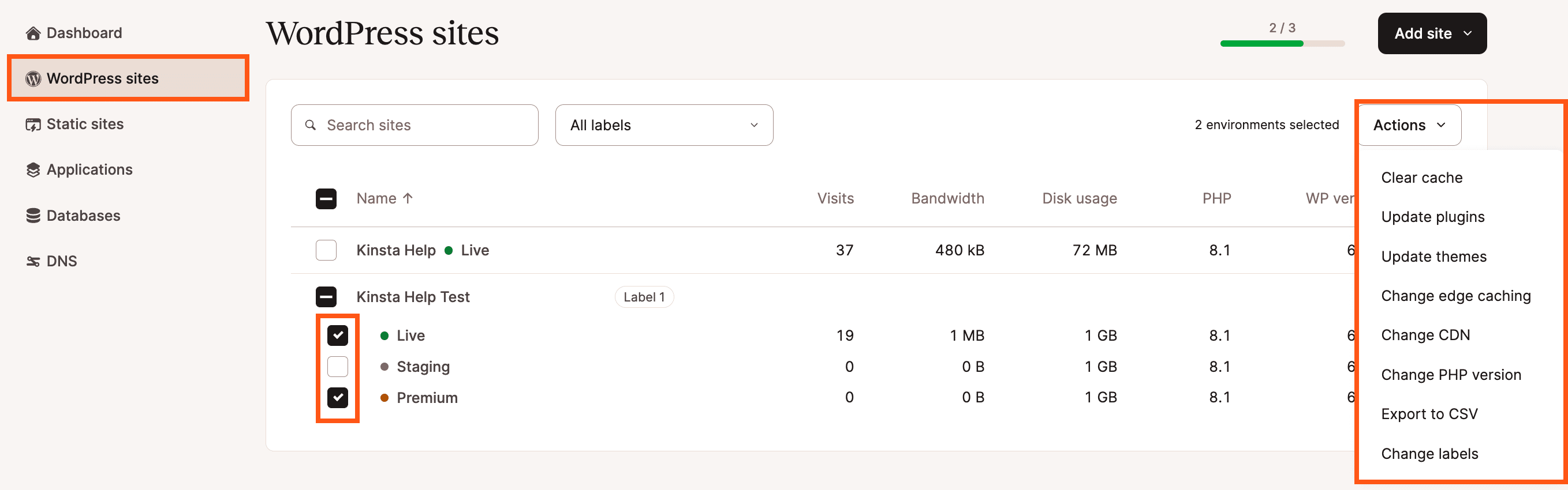 WordPress Hosting - Site Management - Kinsta® Docs