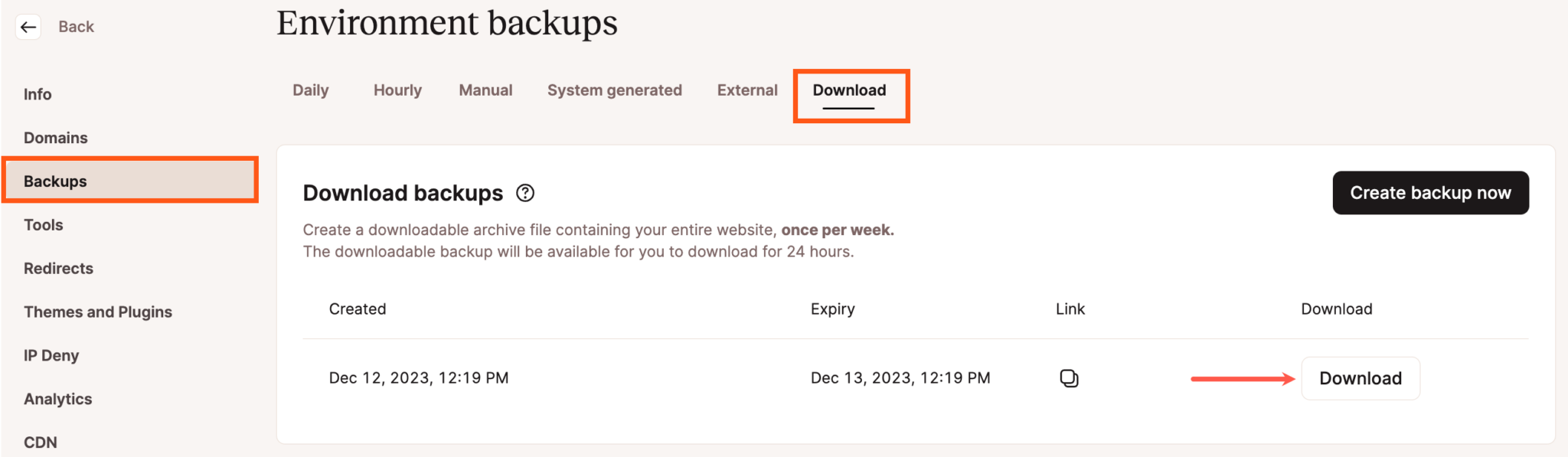 WordPress Hosting - Backups - Kinsta® Docs