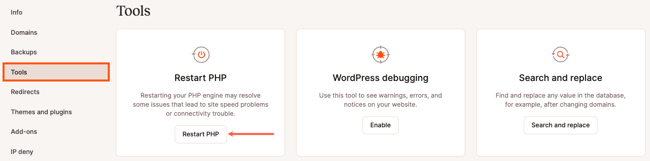 PHP - Riavviare e aggiornare PHP - Kinsta® Docs