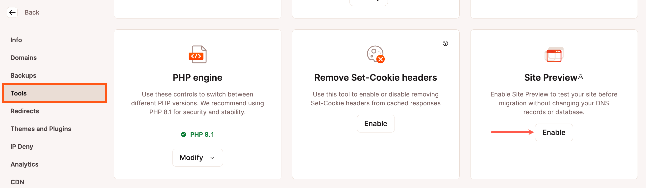 Tools - Site Preview - Kinsta® Docs