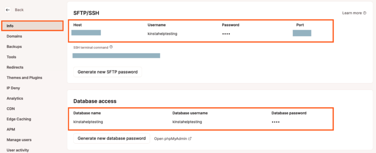 Database Management - Database Access - Kinsta® Docs
