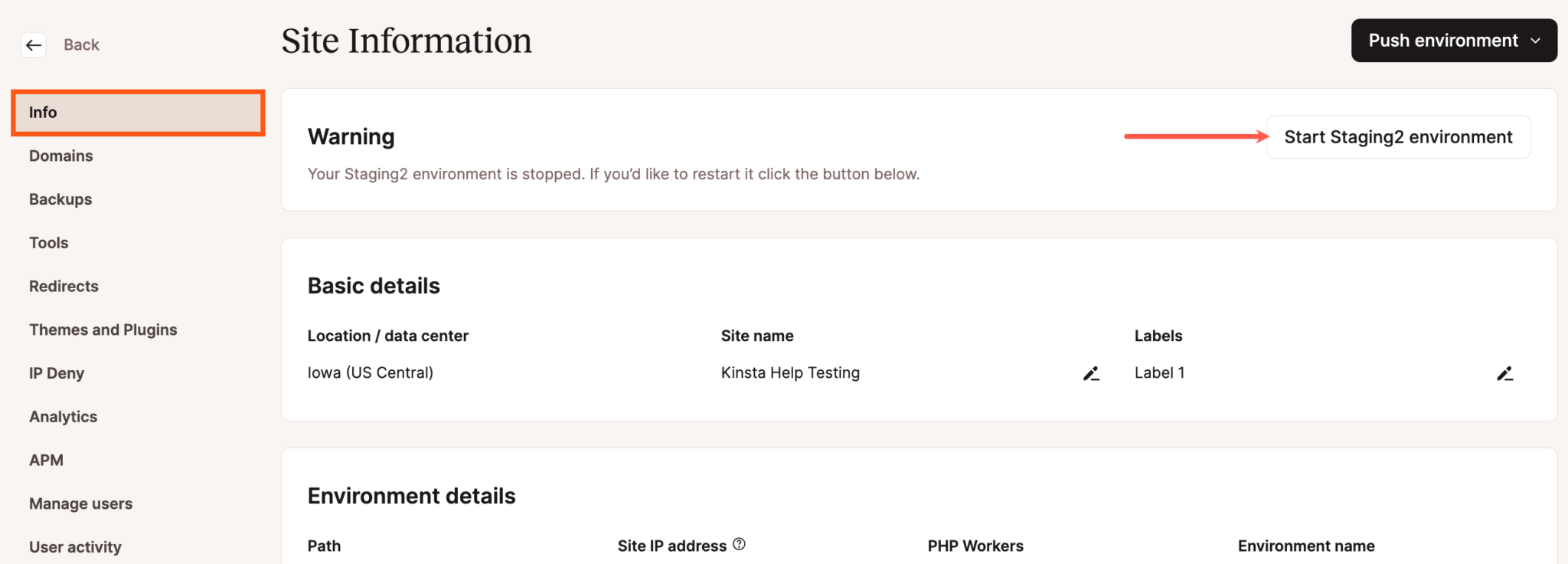 WordPress Hosting - Staging Environments - Kinsta® Docs