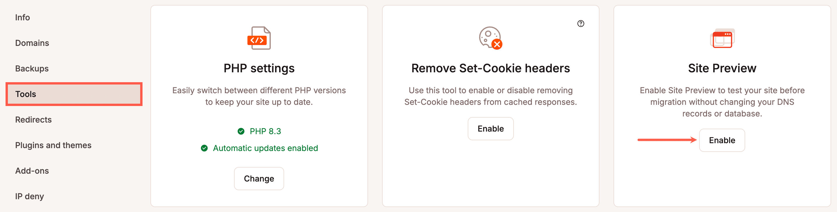 Tools - Site Preview - Kinsta® Docs